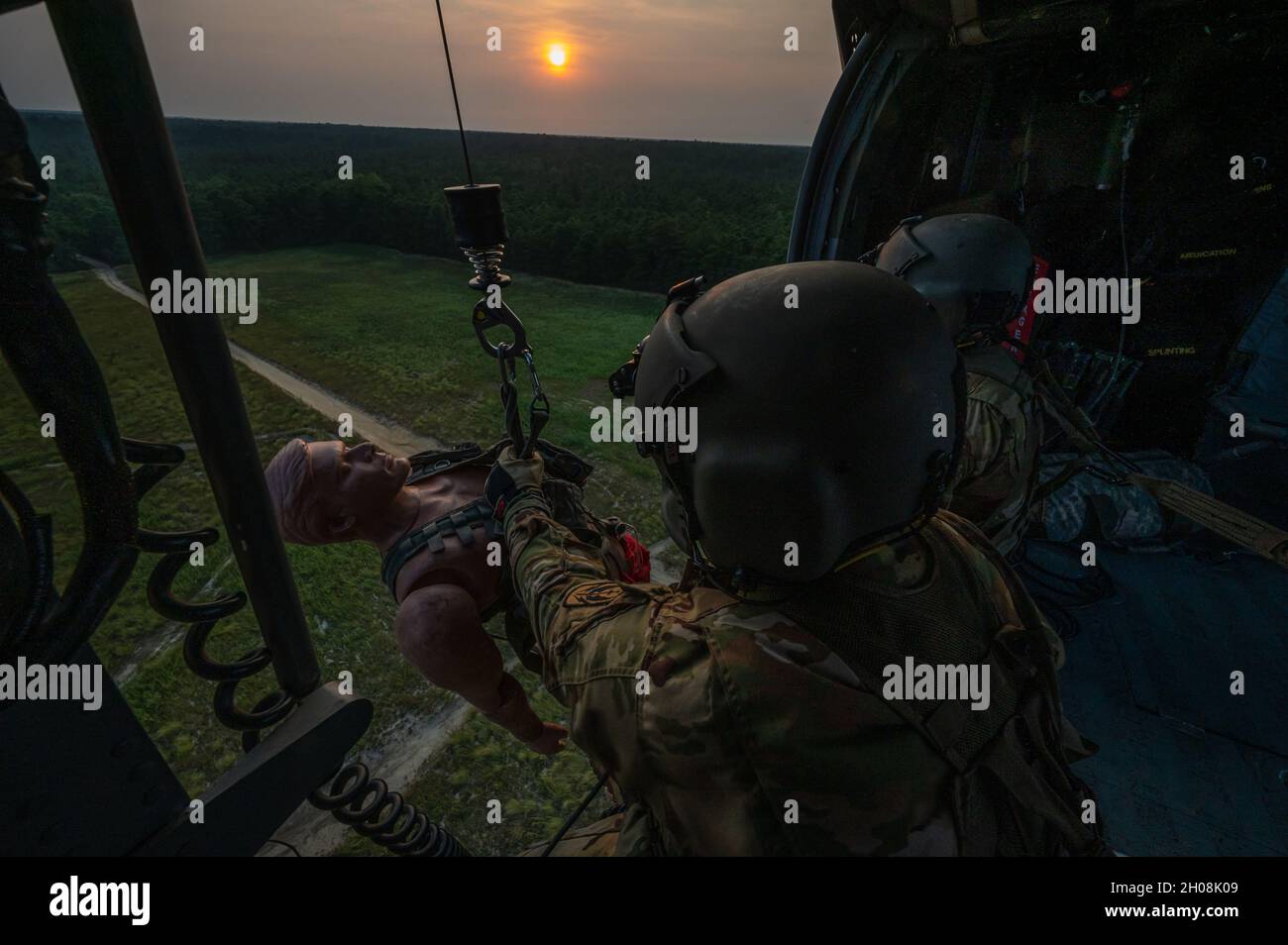 U.S. Army UH-60L Black Hawk helicopter crew chiefs, with the New Jersey ...