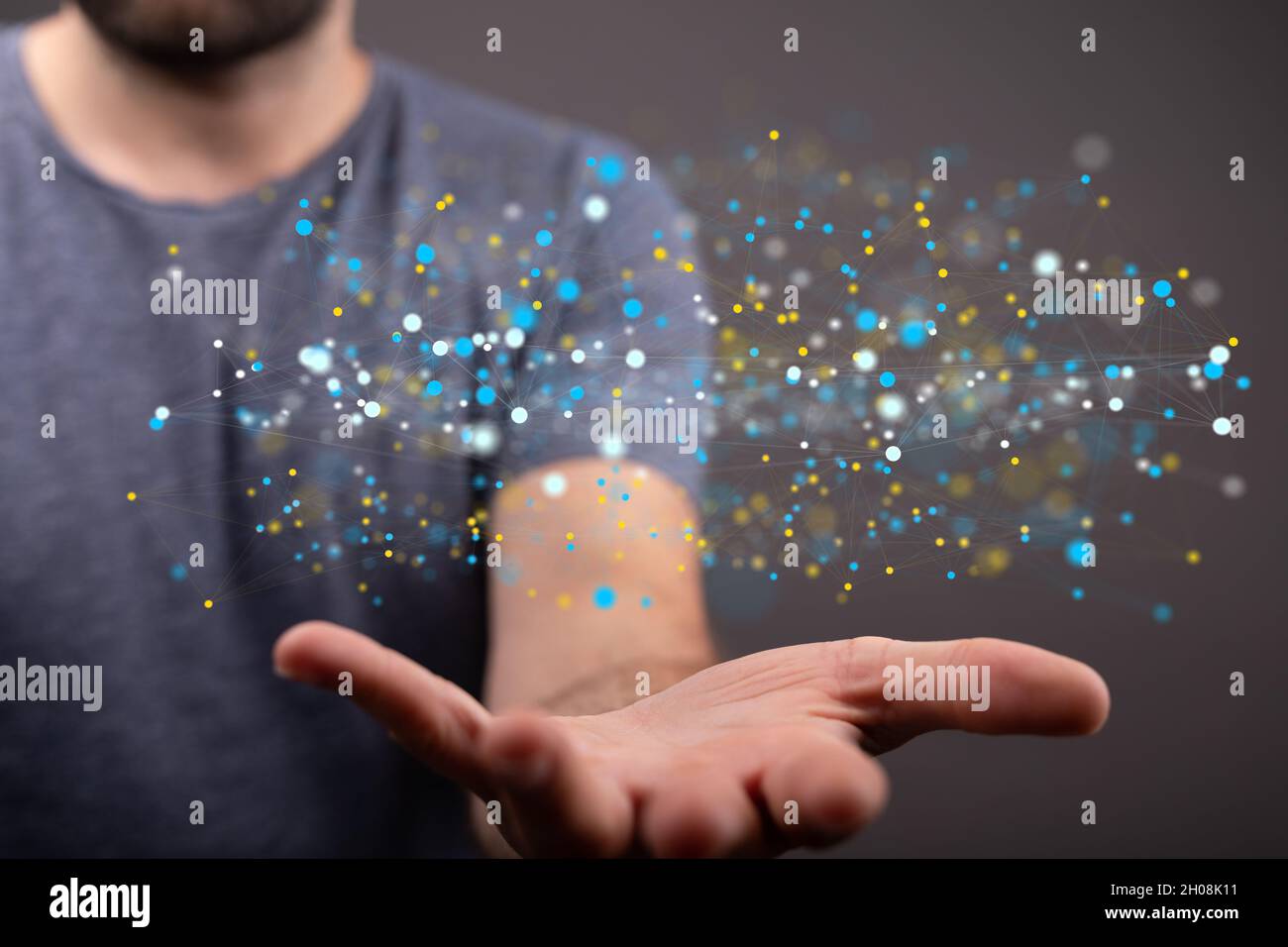 Human hand showing neural network big data and cybersecurity Stock ...