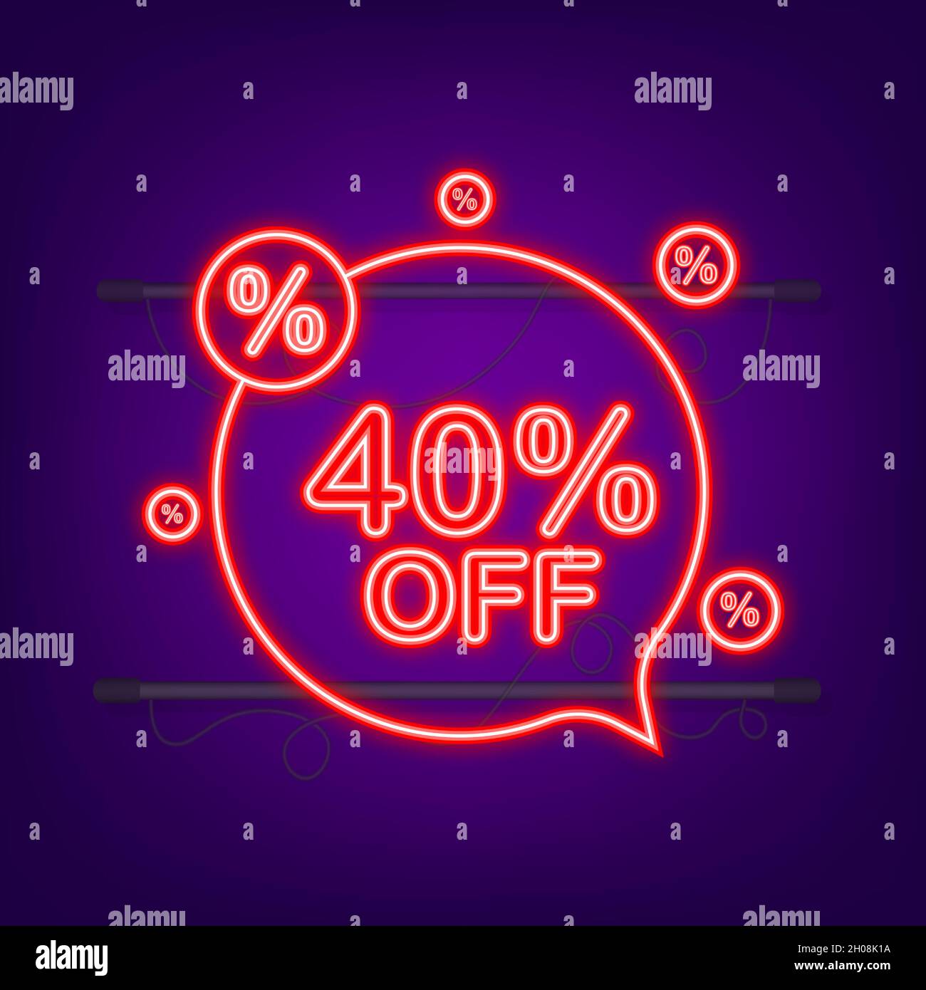 40 percent OFF Sale Discount Banner. Neon icon. Discount offer price ...