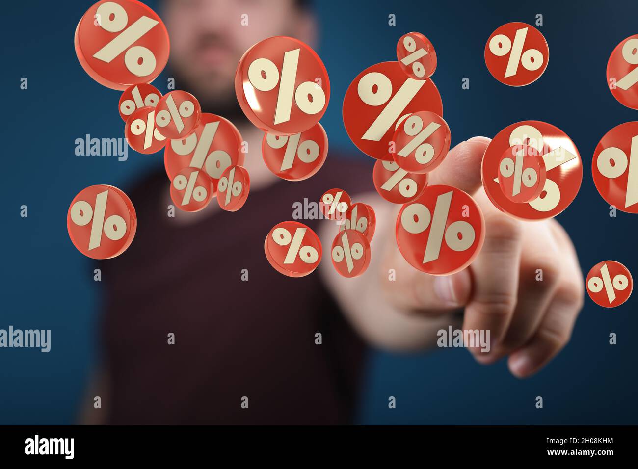 Human hand showing sale percent discount Stock Photo - Alamy