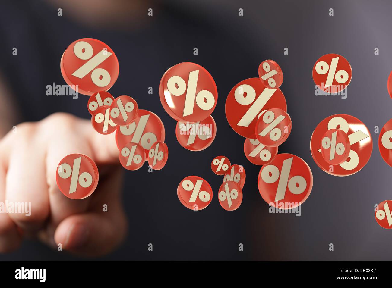 Human hand showing sale percent discount Stock Photo - Alamy