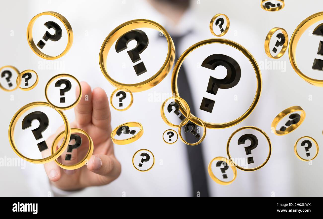 Human hand showing question marks concept of science and technology ...