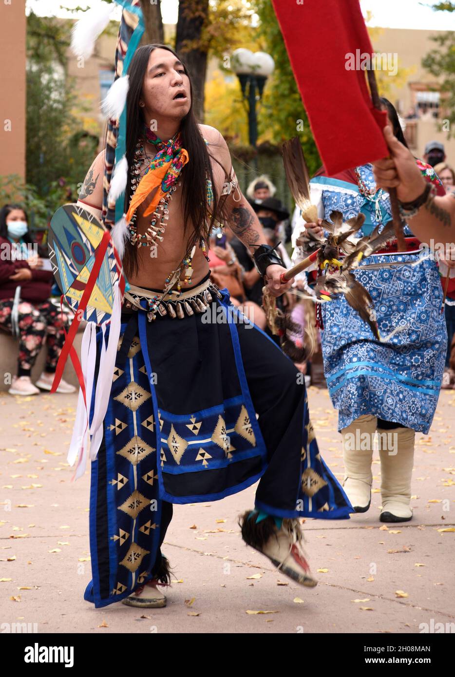 Native American dancers from the Ohkay Owingeh pueblo in New Mexico ...