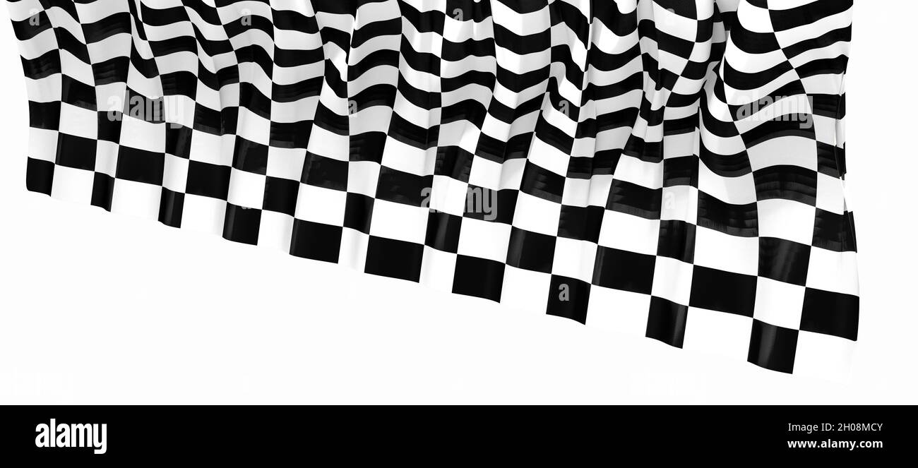 3d rendering of checkered flag end race background Stock Photo - Alamy