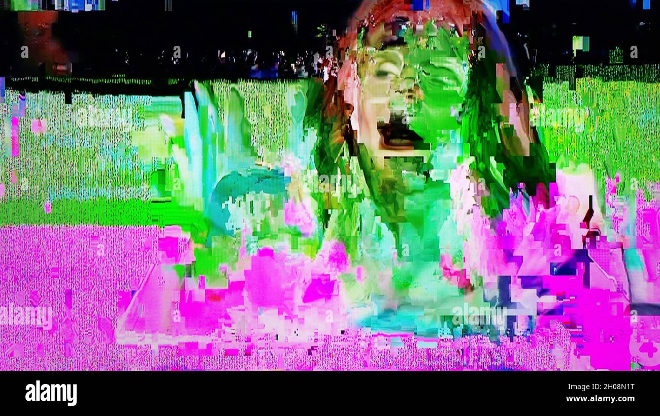 TV Static Noise Glitch Distortion Effect - Digital Video signal on ...