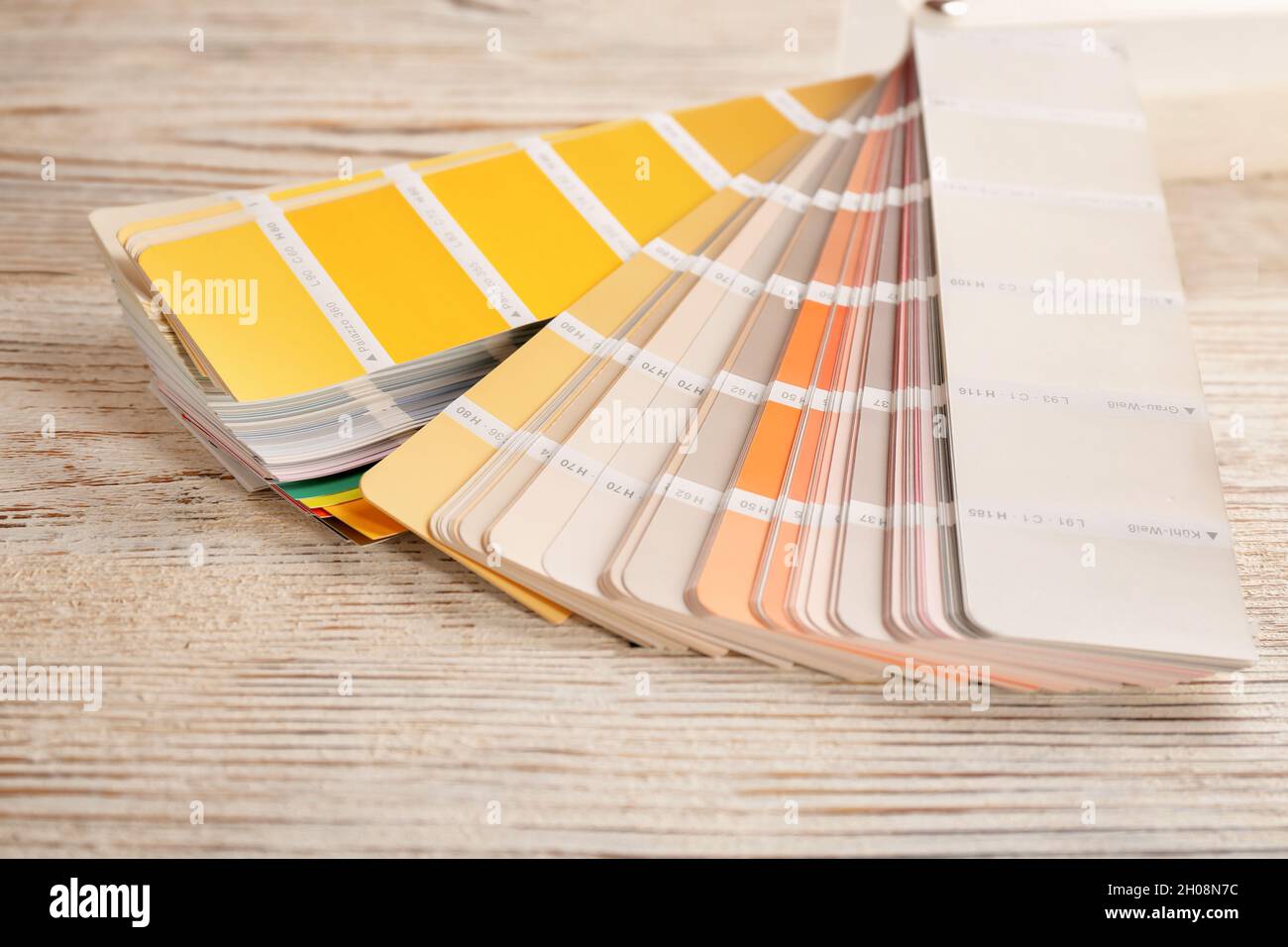 Color palette samples on wooden background Stock Photo - Alamy