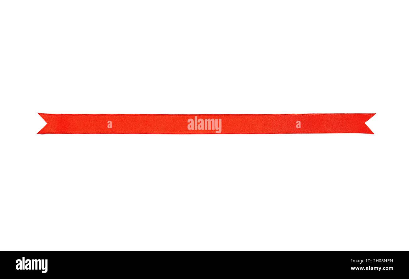 Simple red ribbon on white background, top view Stock Photo - Alamy