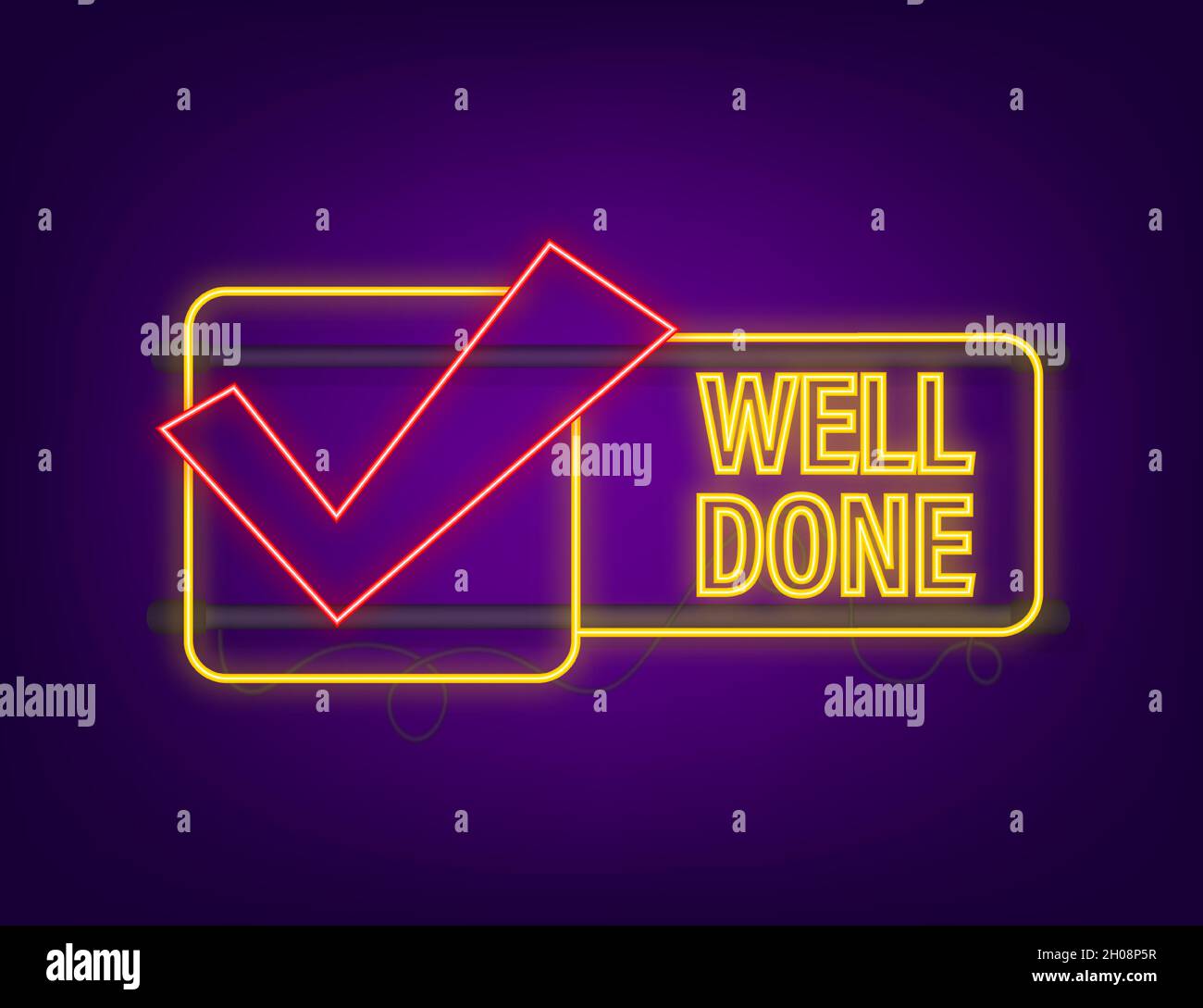 Well done written on neon yellow label. Advertising sign. Vector stock ...