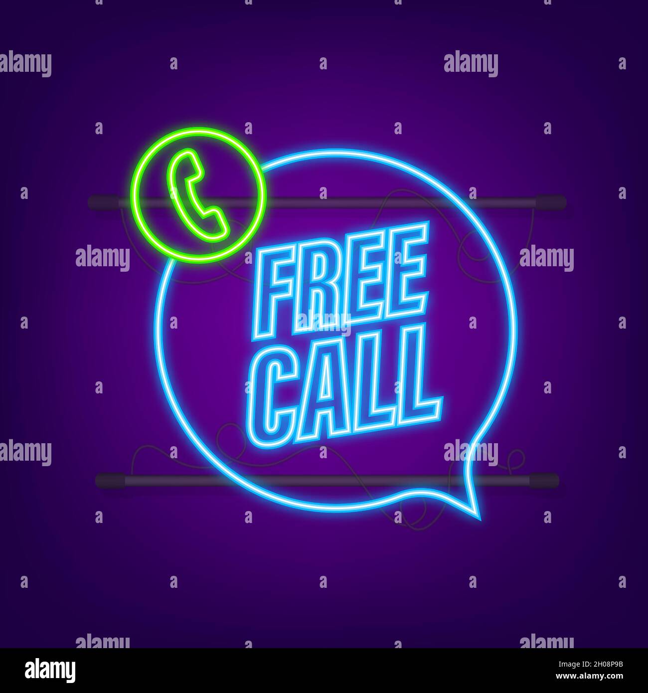 Free call. Information technology. Telephone neon icon. Customer ...