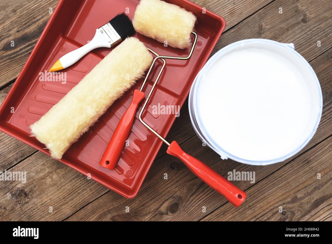 Painted tool with roller paint brush paint bucket canned paint for ...