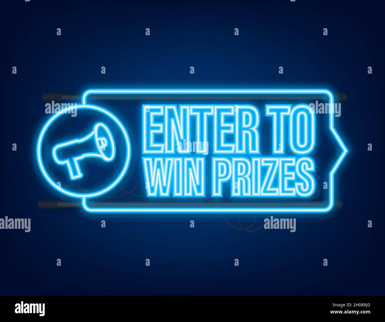 Megaphone banner, business concept with text Enter to win prizes. Neon ...
