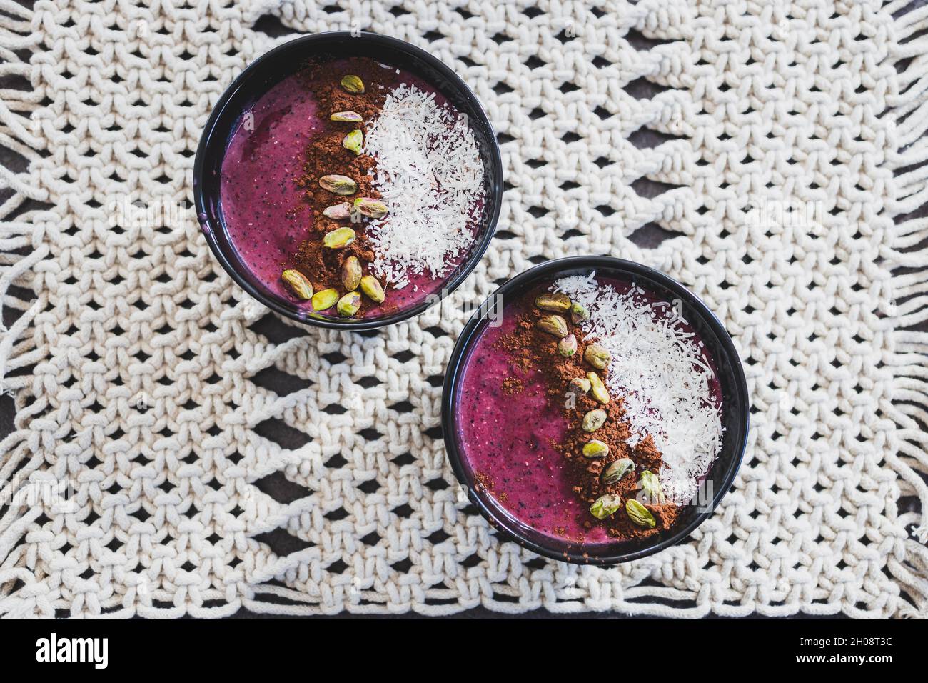 vegan acai pistachio coconut smoothie bowl, healthy plant-based food ...