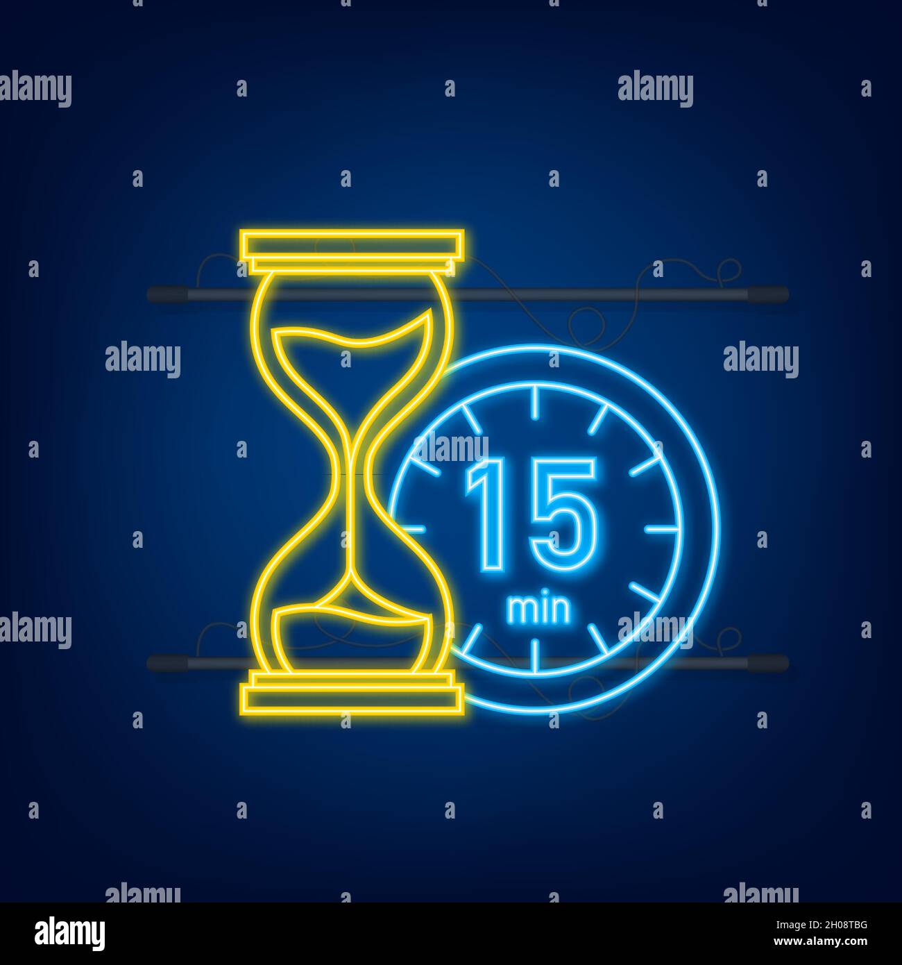 The 15 minutes, stopwatch vector neon icon. Stopwatch icon in flat ...