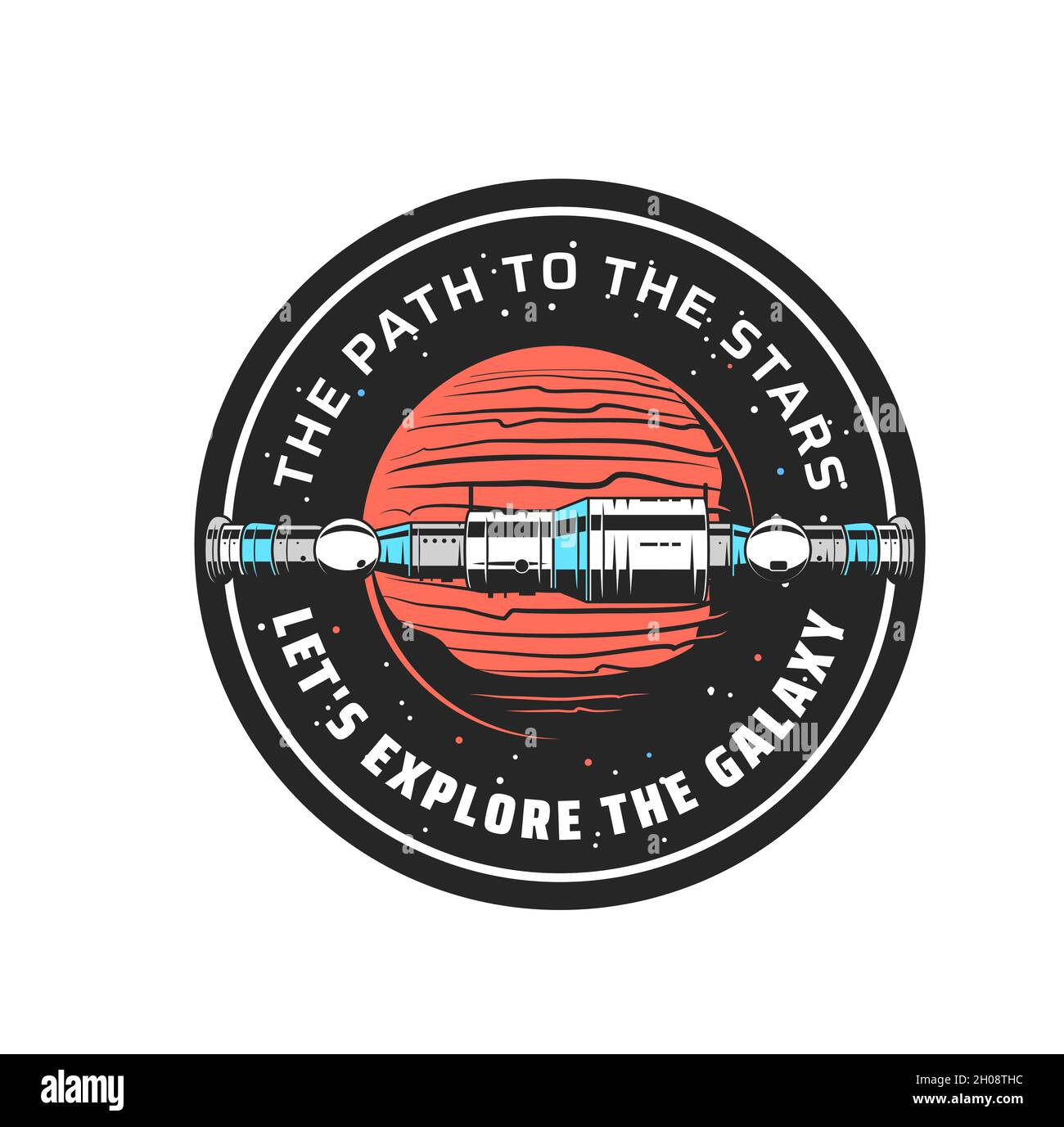 Orbital space station vector icon of space and galaxy exploration ...