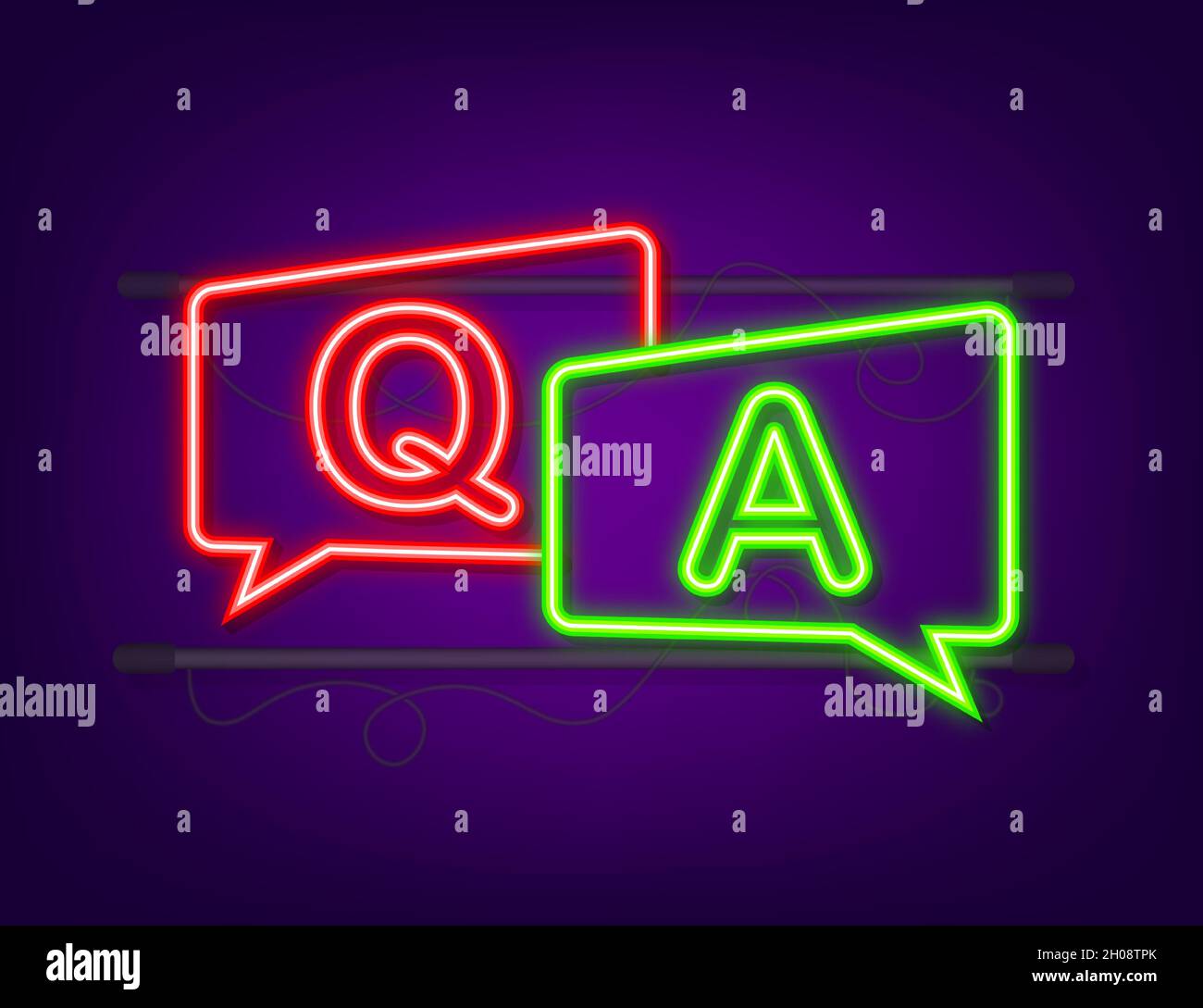 Question and Answer Bubble Chat. Neon icon. Vector stock illustration ...