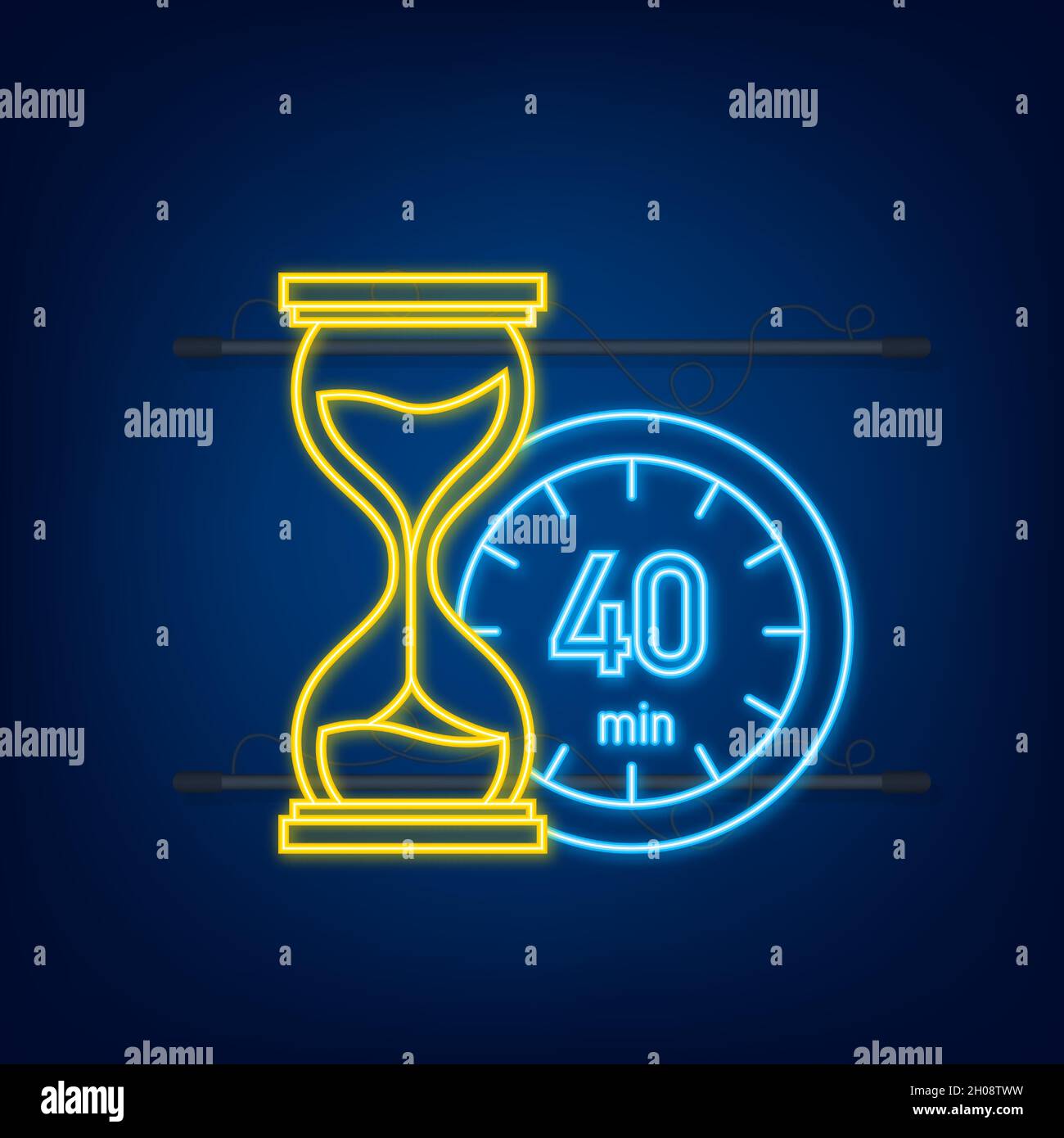 The 40 minutes, stopwatch vector neon icon. Stopwatch icon in flat ...