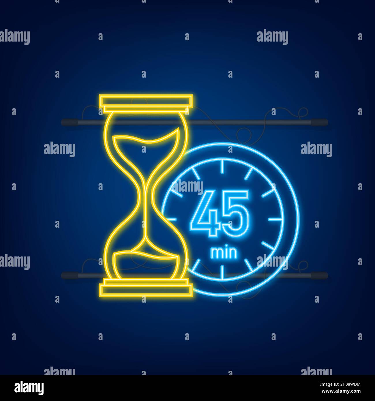 The 45 minutes, stopwatch vector neon icon. Stopwatch icon in flat ...