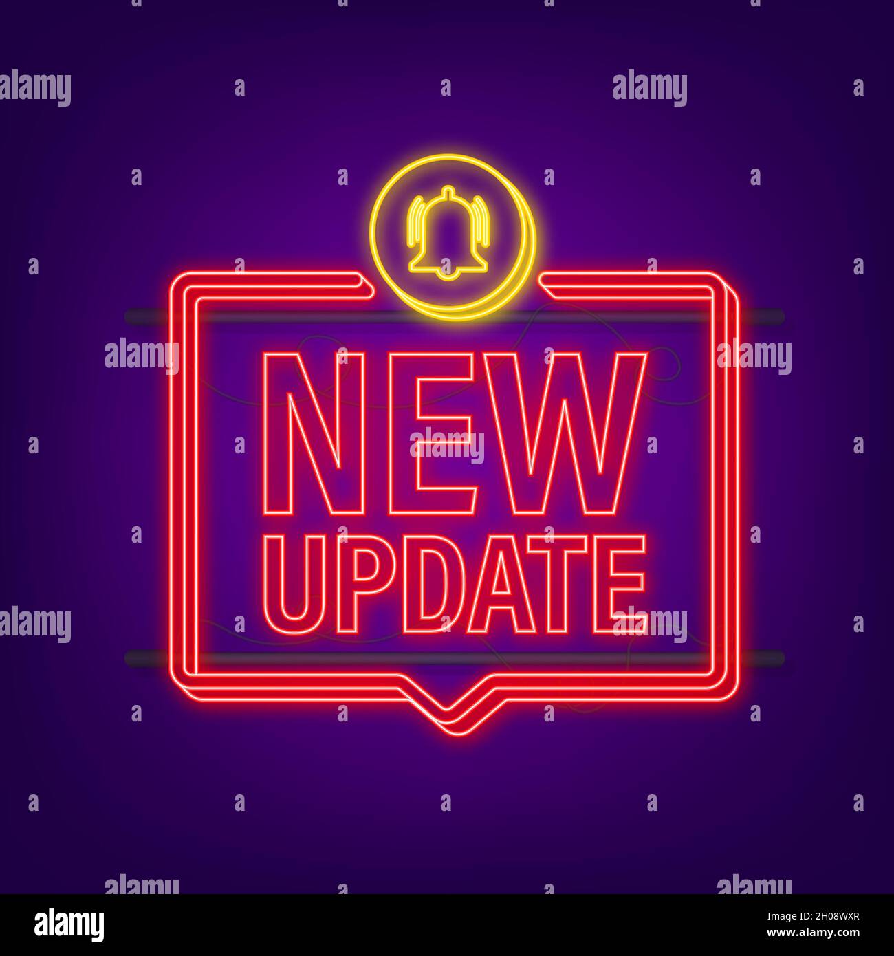 New update banner in modern style. Web design. Neon icon. Vector stock ...