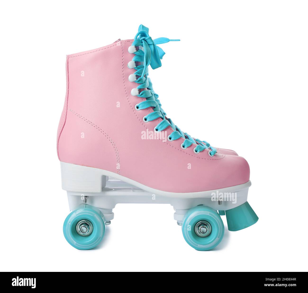Pair of stylish quad roller skates on white background Stock Photo - Alamy