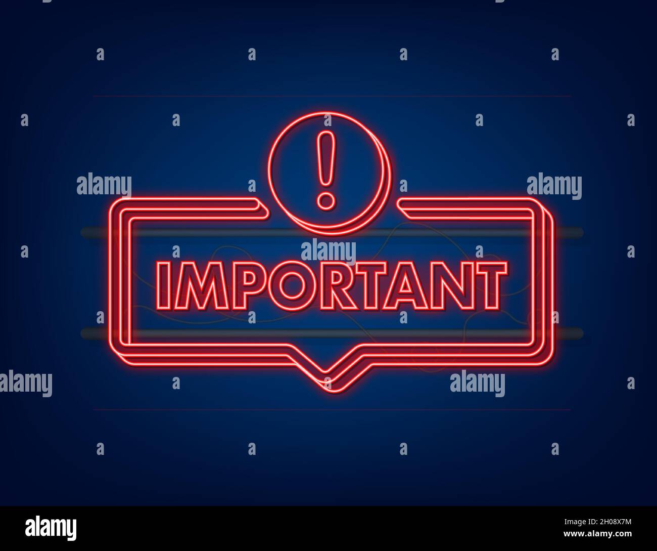 Banner with important. Red attention sign icon. Label neon icon ...