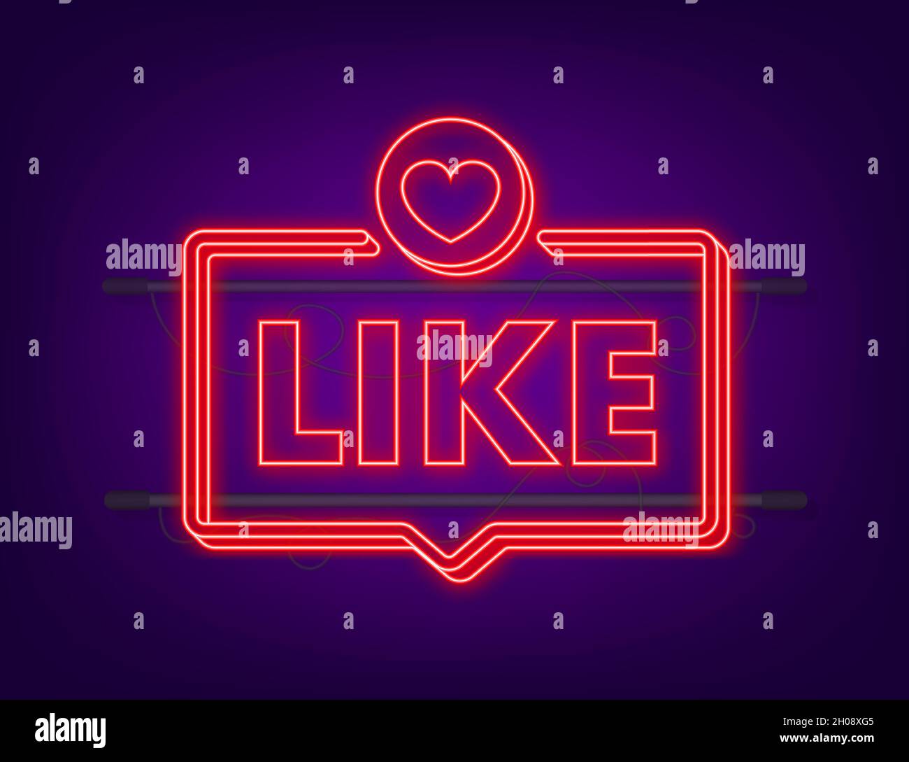 Blue like neon on light background. Thumb up icon. Social media network ...