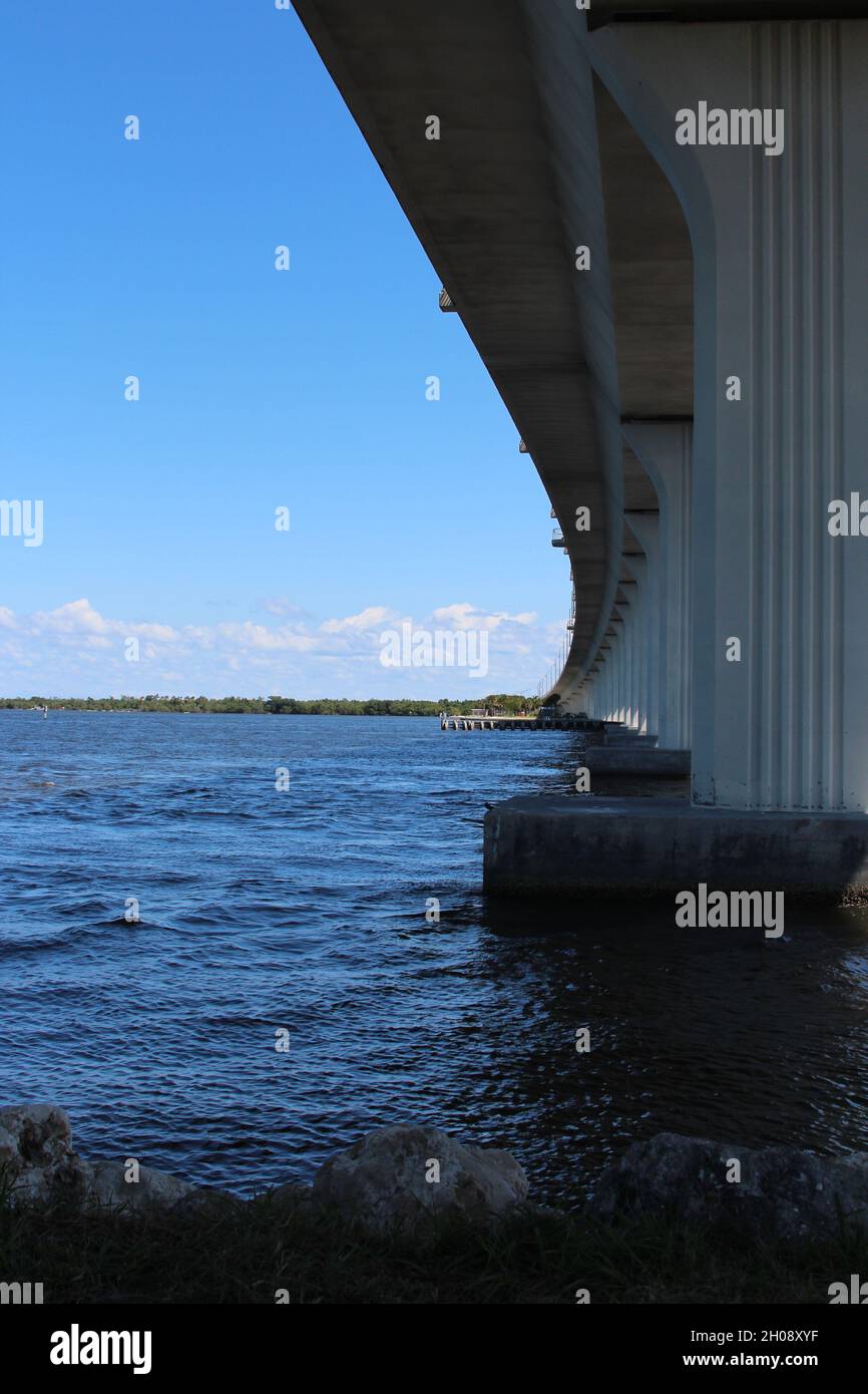 underneath an intercoastal bridge Stock Photo - Alamy