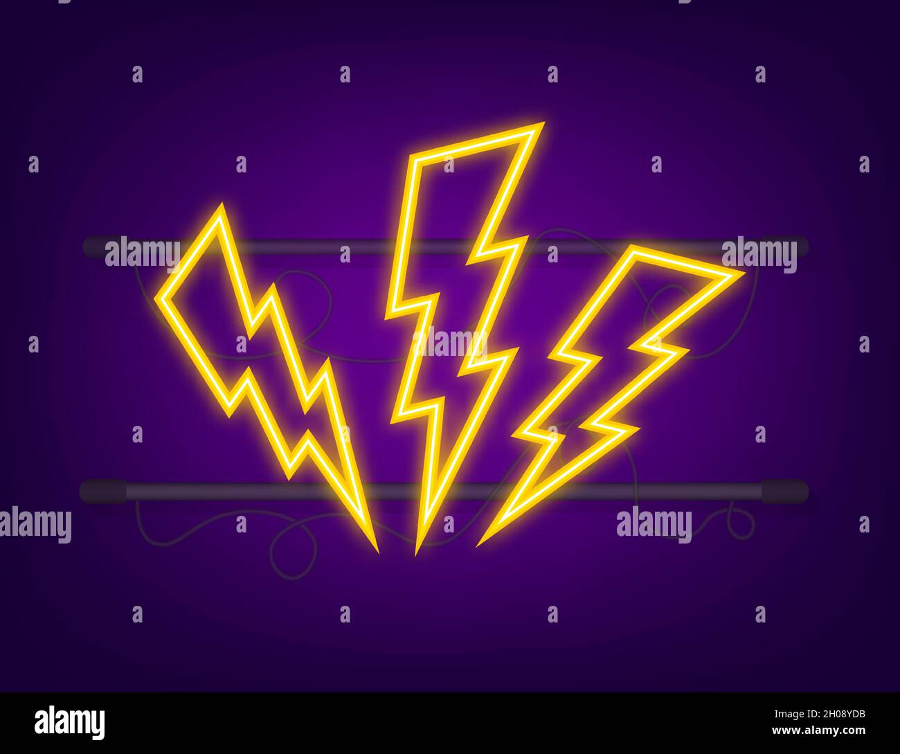 Lightning bolt neon set. Thunder bolt, lighting strike expertise ...