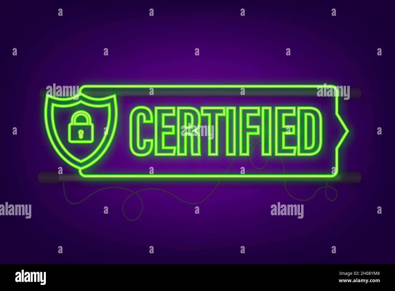 Certified stamp vector isolated on white background. Neon icon Stock ...