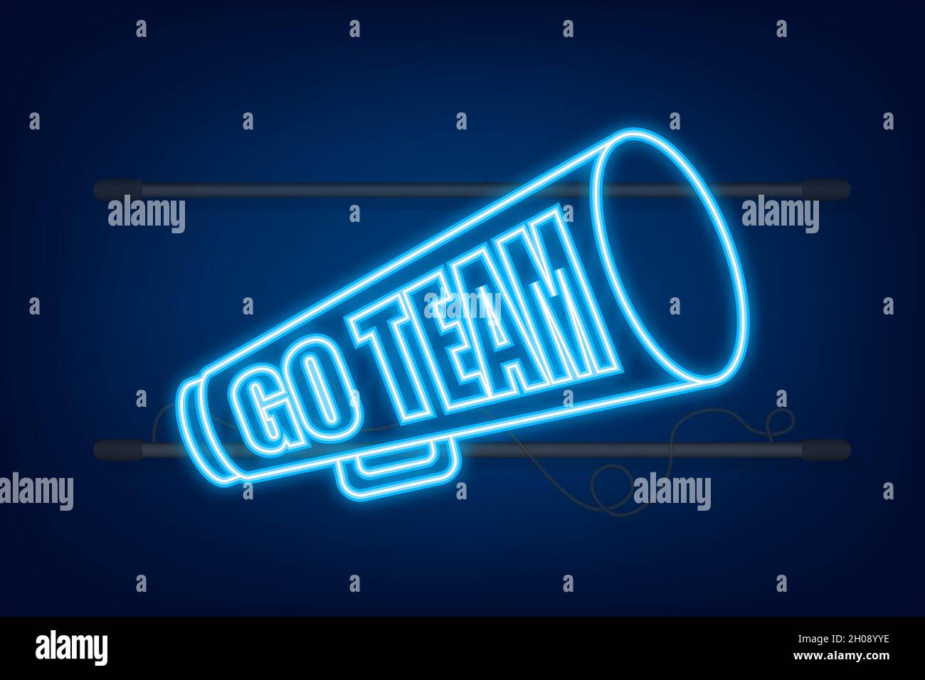 Go Team Triangle Banner. Go team in cartoon style. Neon icon. Vector ...