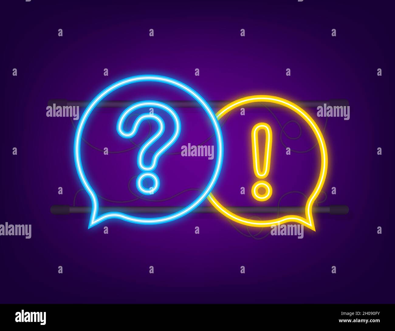 Question and Answer banner. Neon icon. Megaphone banner. Web design ...
