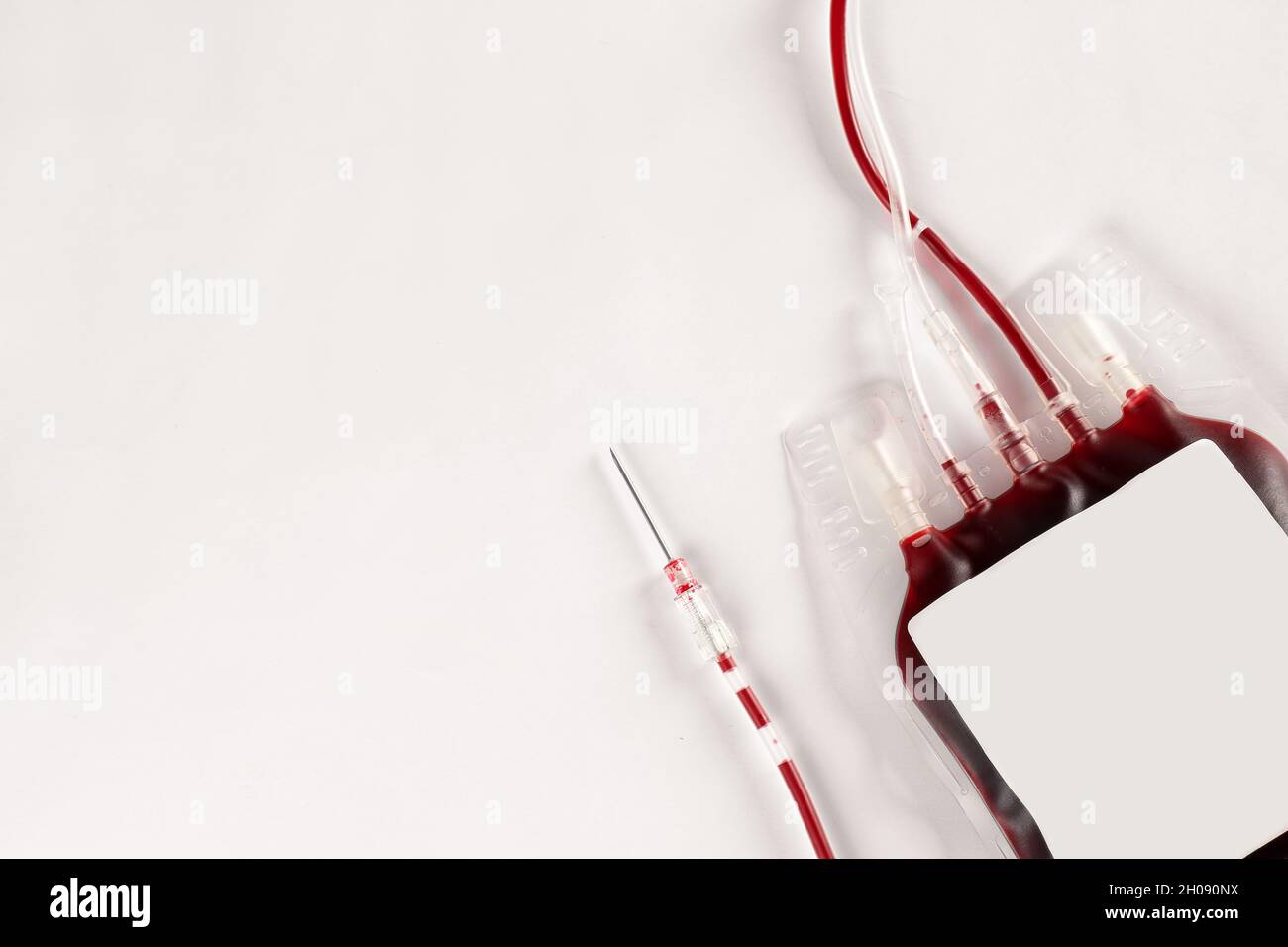Blood pack for transfusion on white background, top view. Donation day ...