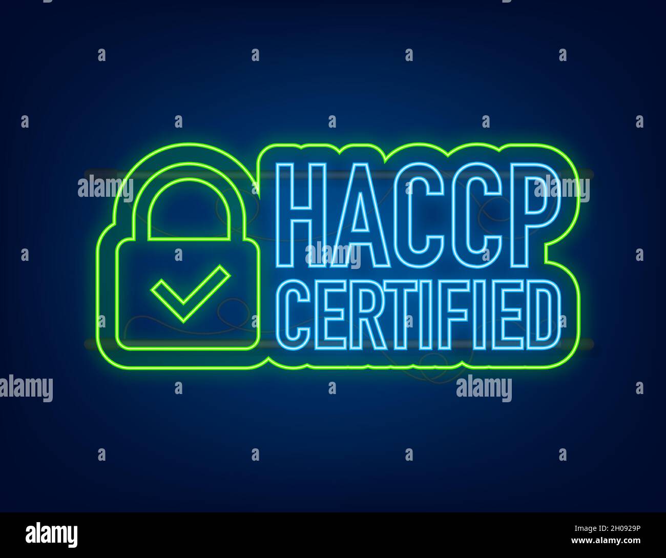 HACCP Certified icon on dark background. Neon icon. Vector stock ...