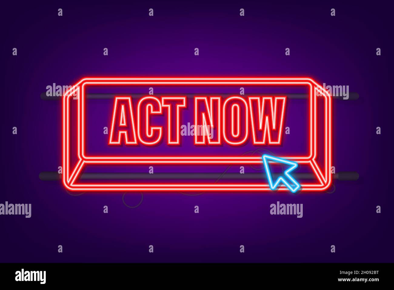 Red round act now neon button on white background. Vector stock ...