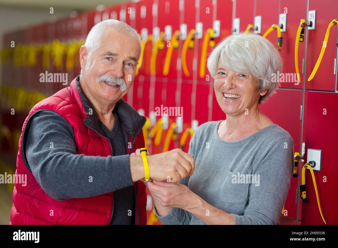 putting the locker key on the wrist Stock Photo - Alamy