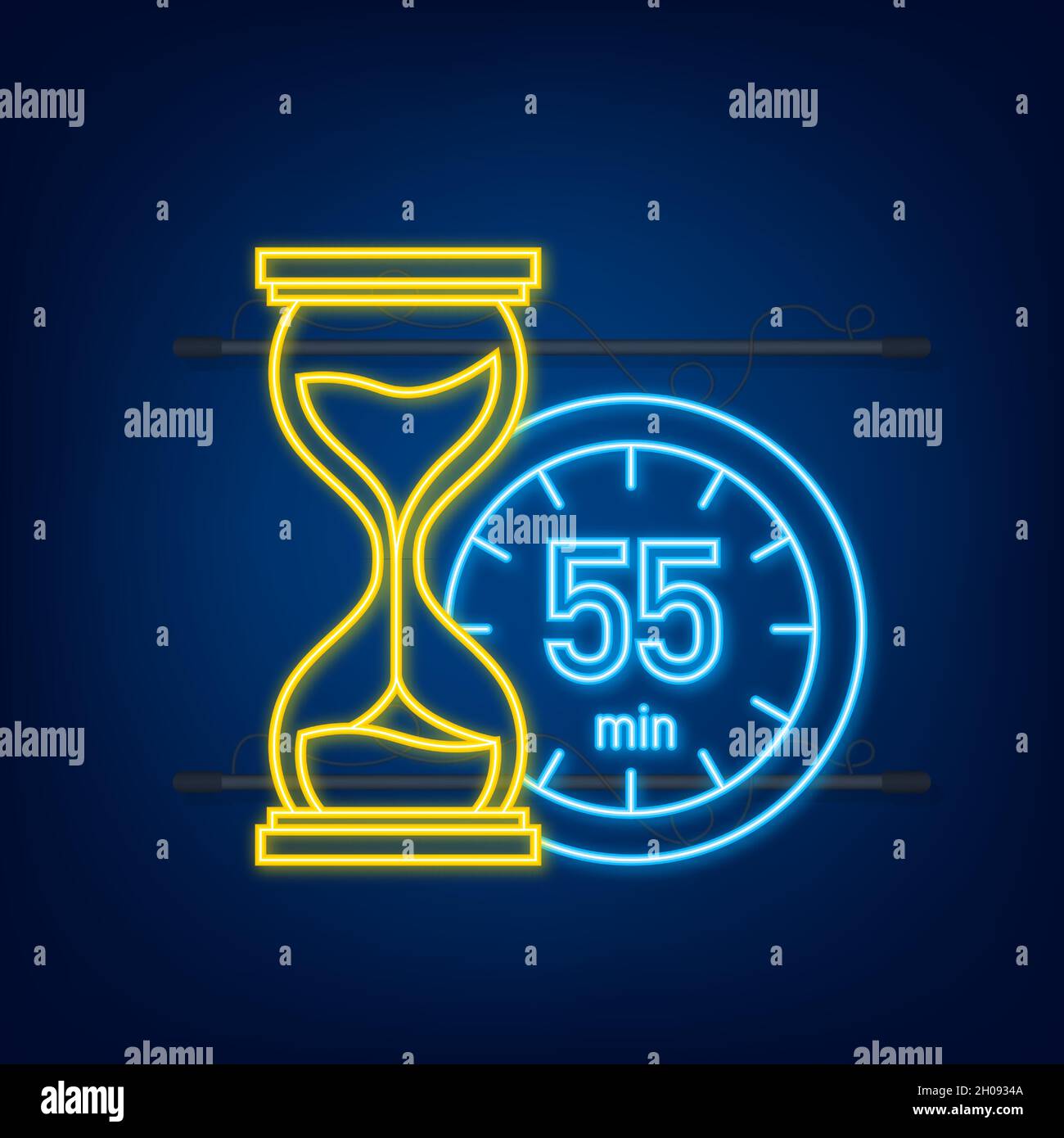 The 55 minutes, stopwatch vector neon icon. Stopwatch icon in flat ...