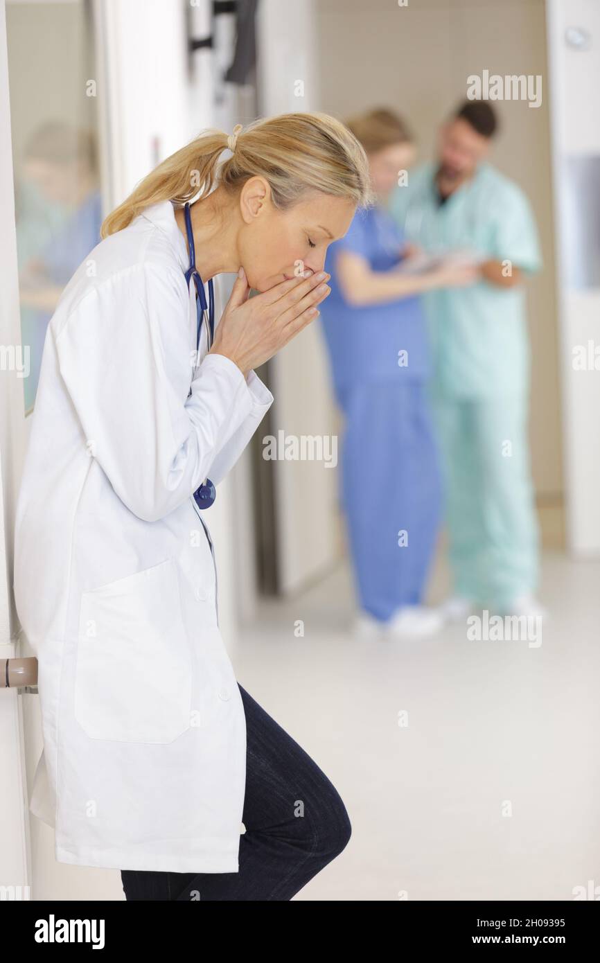 stressed medical doctor woman on the corridor Stock Photo - Alamy