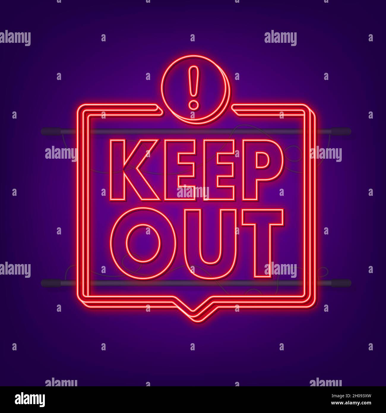 Keep out danger, great design for any purposes. Neon icon. Restriction ...
