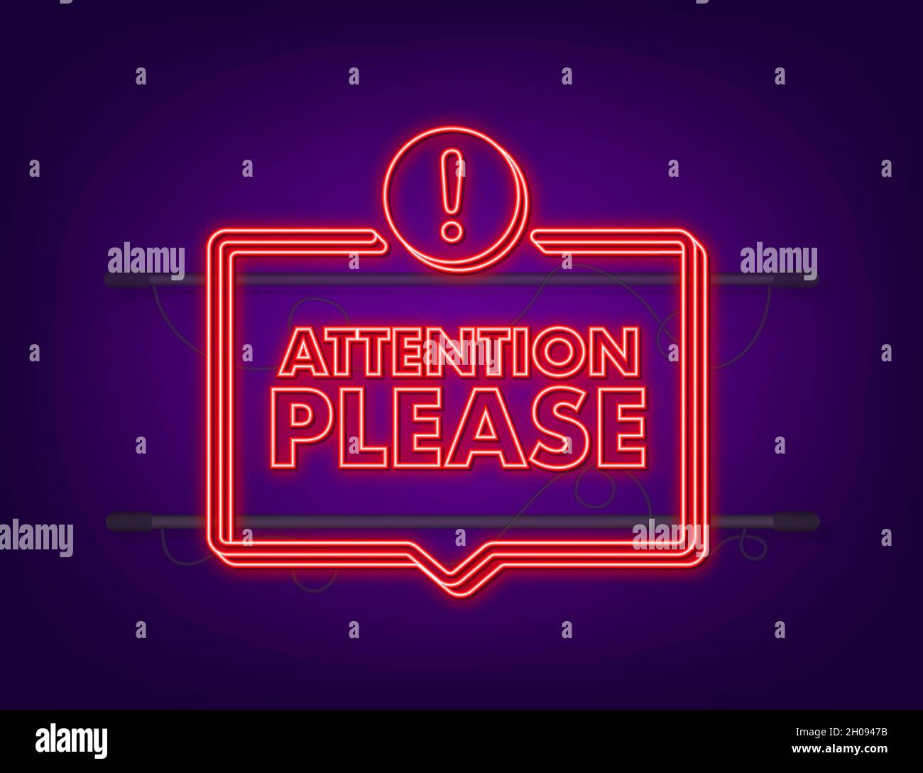Banner with Attention please. Red Attention please sign neon icon ...