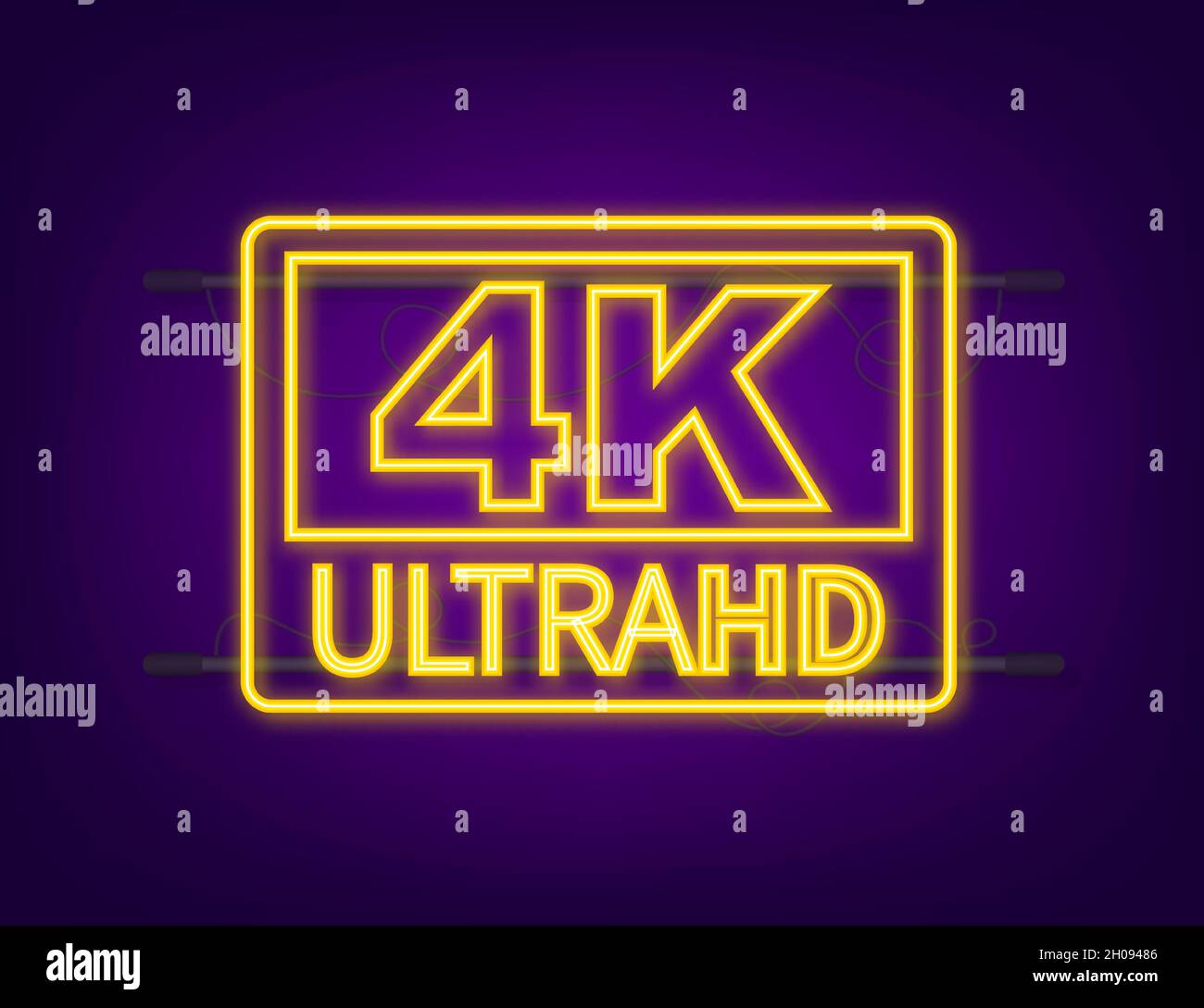4k ultra video settings sign. Neon icon. Vector stock illustration ...