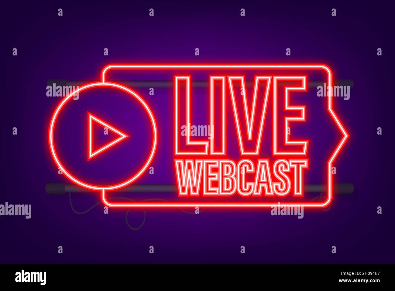 Live Webcast Button, icon, emblem. Neon icon. Vector stock illustration ...
