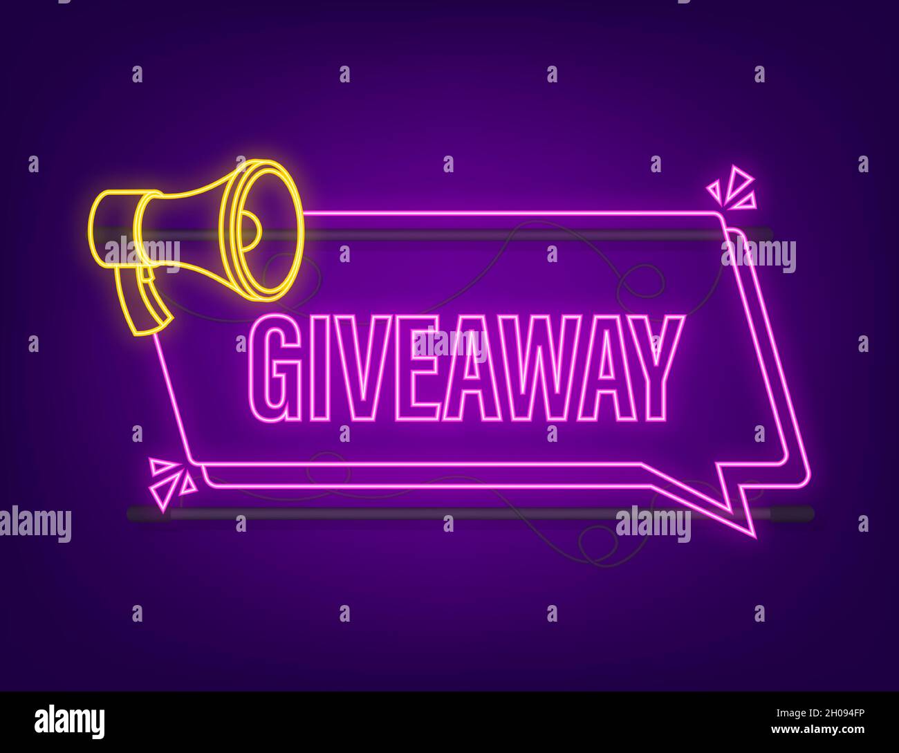 Giveaway banner for social media contests and special offer. Neon icon ...