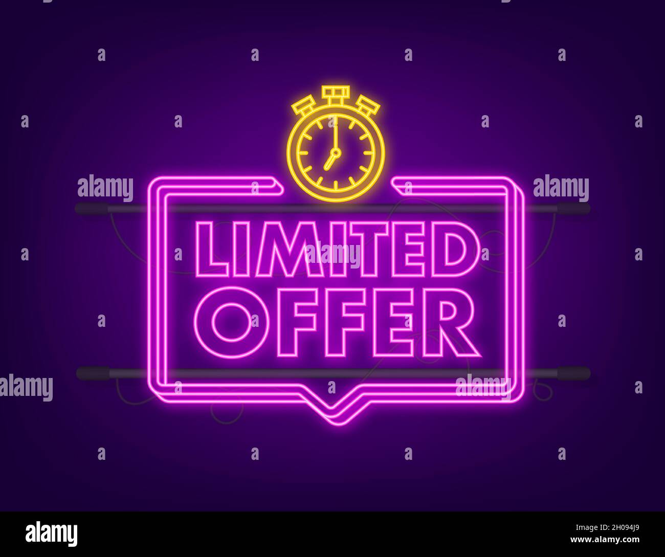Limited Offer Labels. Alarm clock countdown logo. Neon icon. Limited ...
