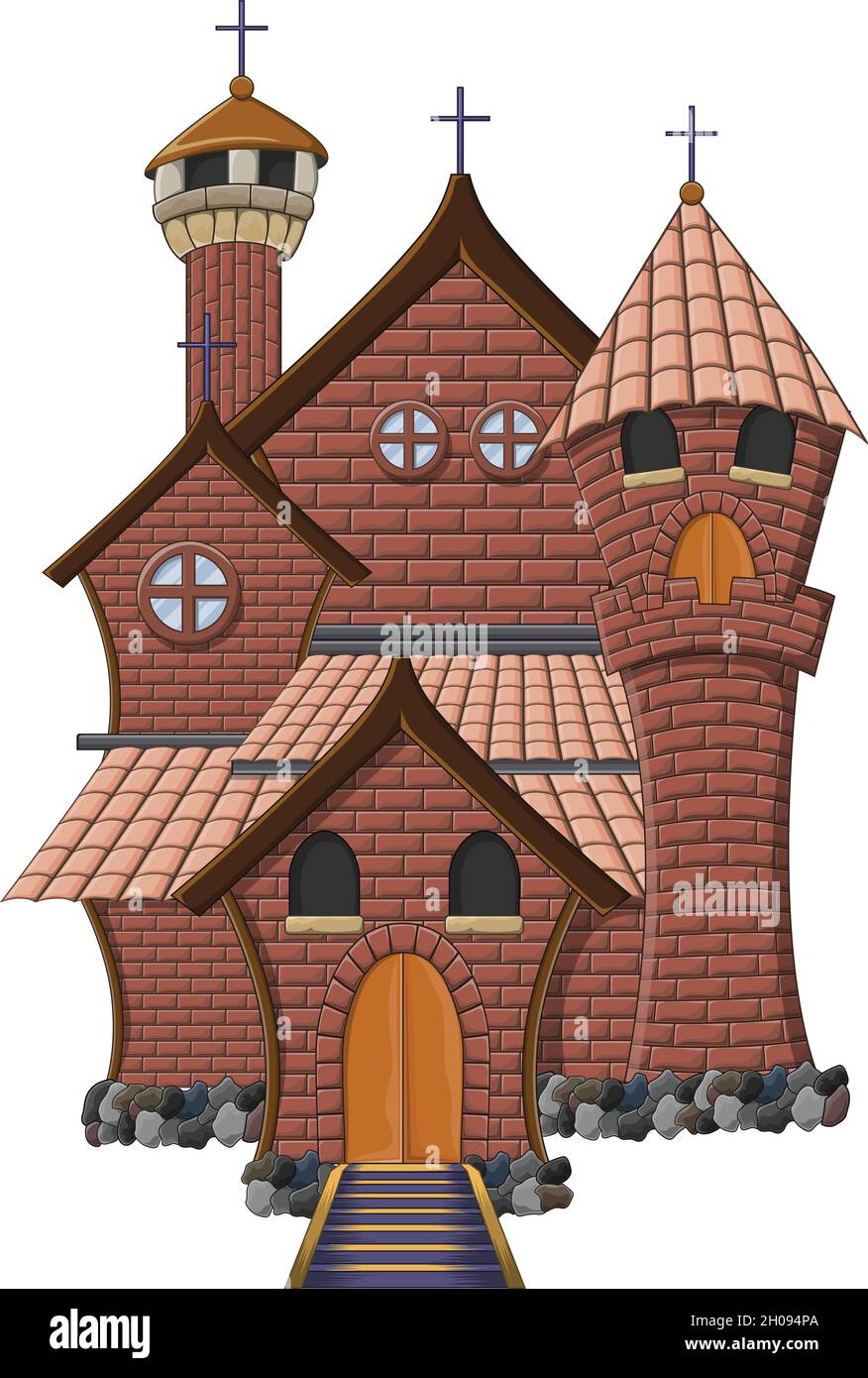 Haunted church building isolated on white background Stock Vector Image ...