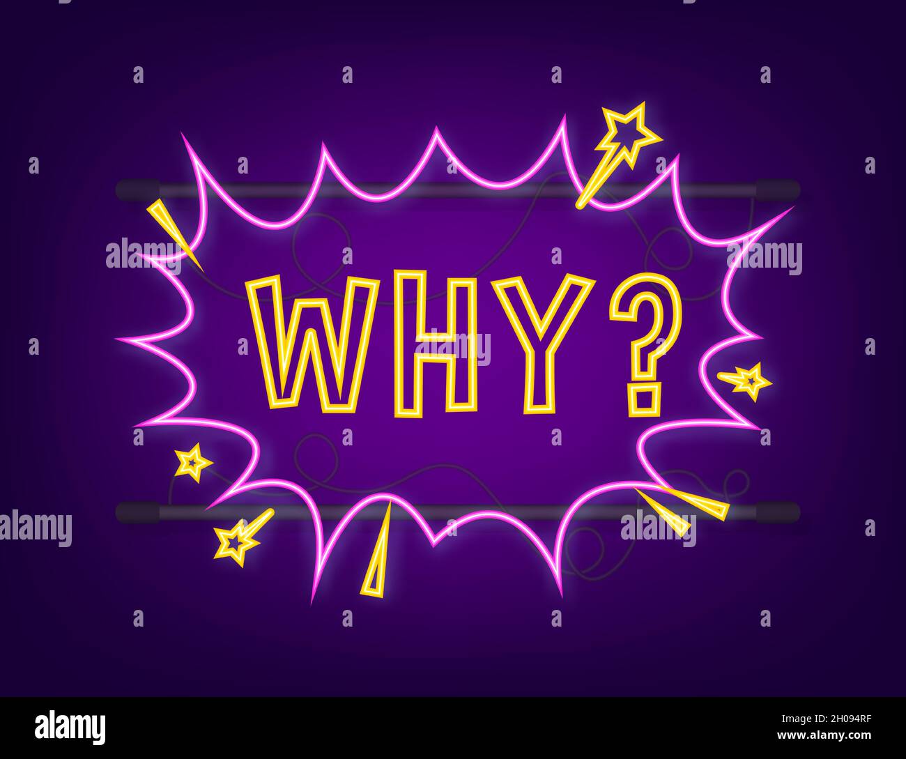Comic speech bubbles with text Why. Neon icon. Symbol, sticker tag ...