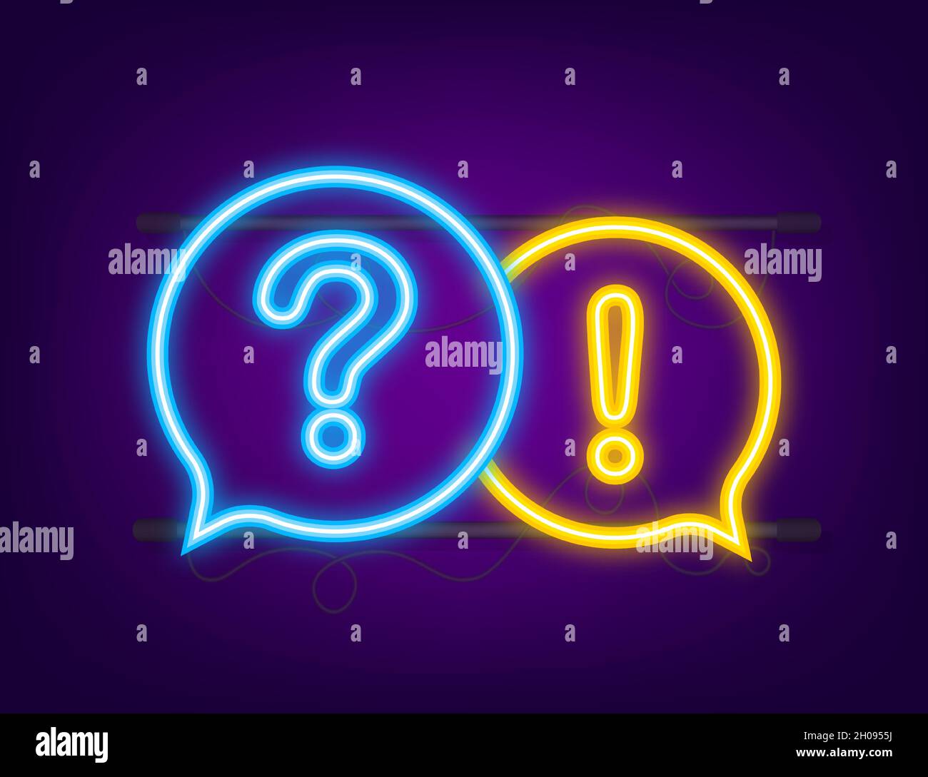 Question and Answer banner. Neon icon. Megaphone banner. Web design ...