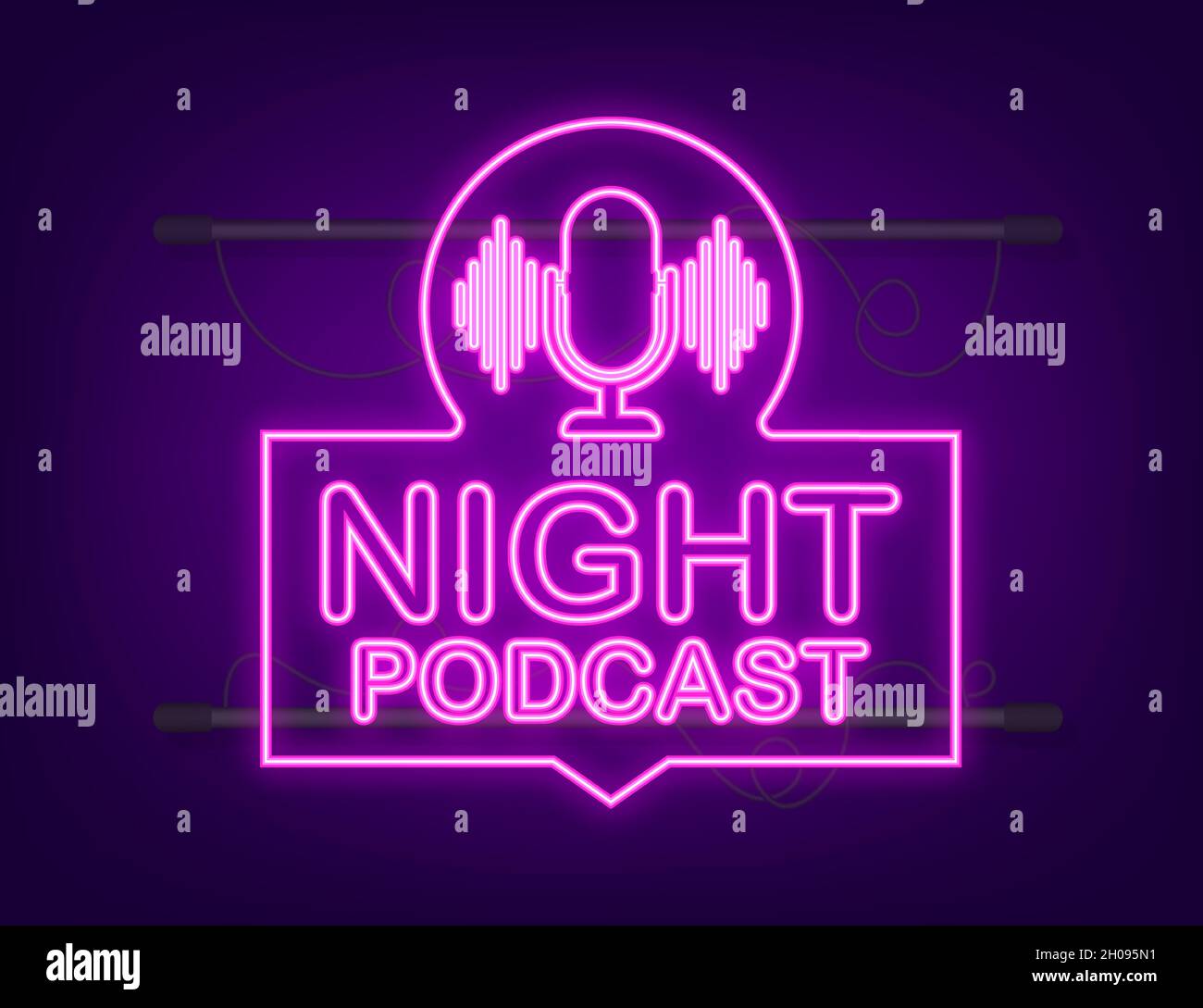 Night Podcast neon icon, vector symbol in flat isometric style isolated ...