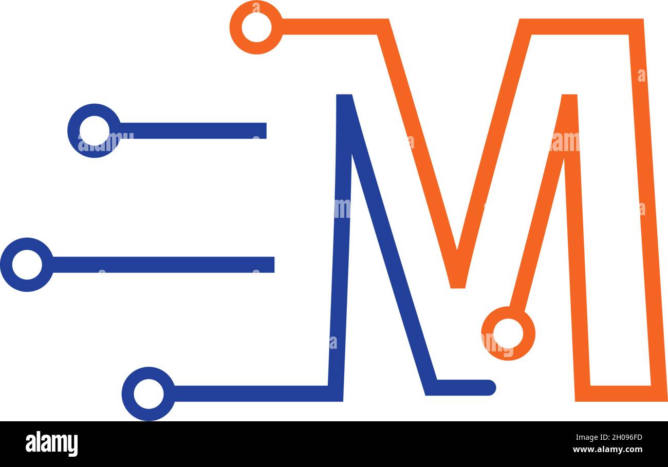 M letter circuit technology logo vector template Stock Vector Image ...