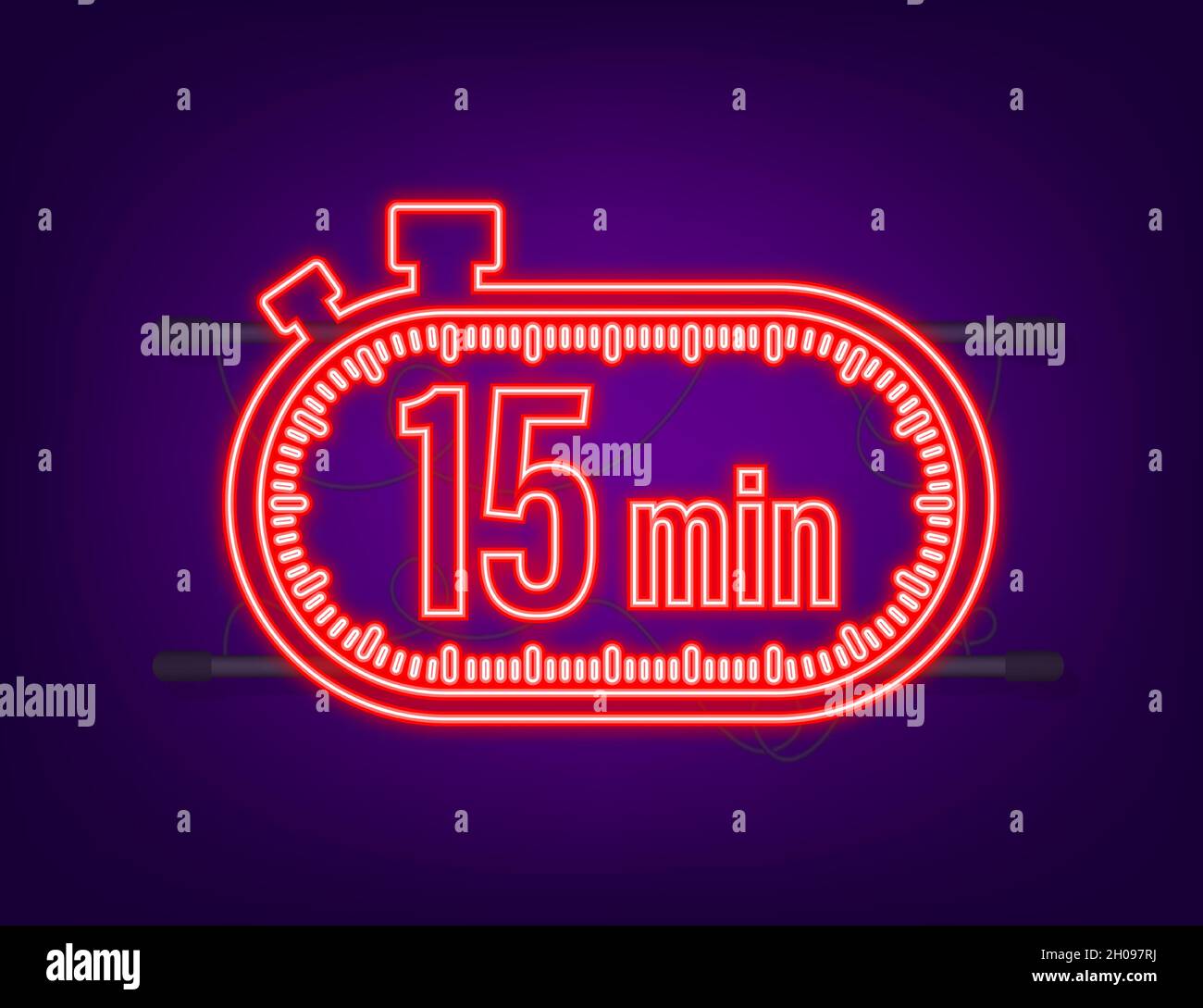 The 15 minutes, stopwatch vector neon icon. Stopwatch icon in flat ...