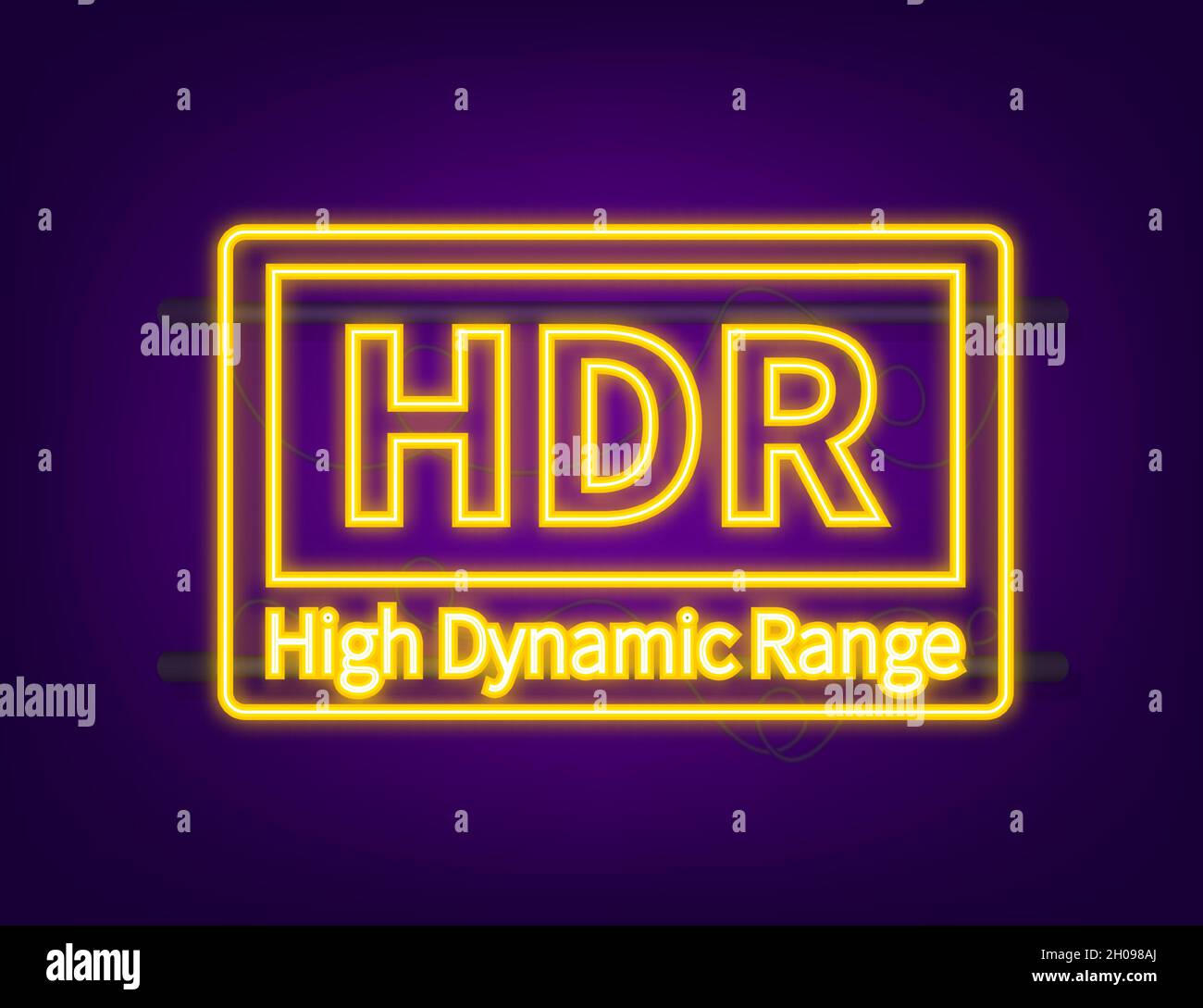 High Dynamic Range Imaging, High definition. HDR. Neon icon. Vector ...