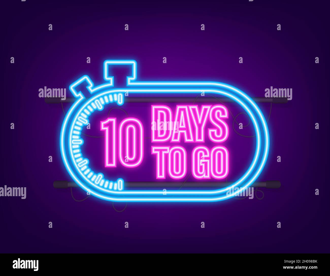 10 days to go. Neon style icon. Vector typographic design. Vector stock ...